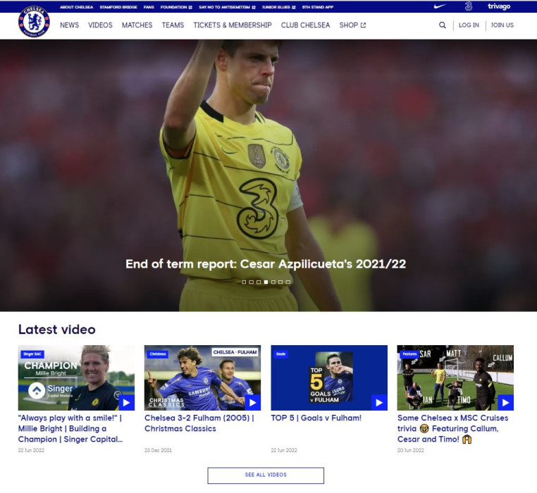 Website History | Official Site | Chelsea Football Club